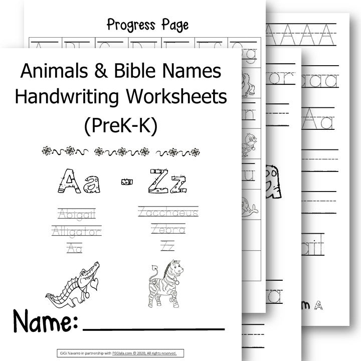 (Digital) Handwriting Worksheets Combo Pack (PreK-K)| PEGlala.com