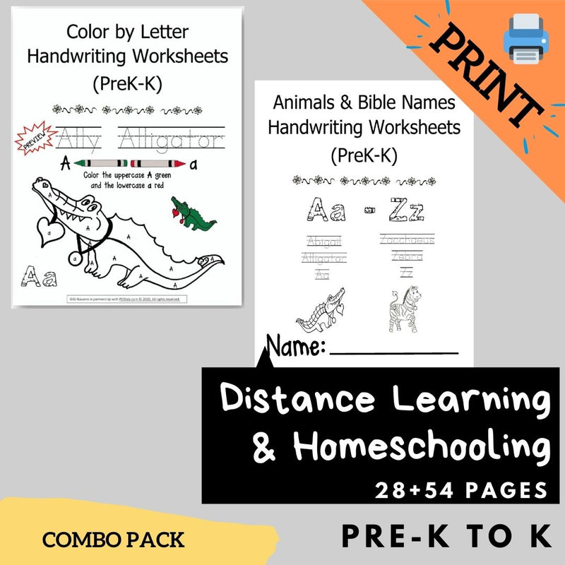 (Print) Handwriting Worksheets Combo Pack (PreK-K)| PEGlala.com