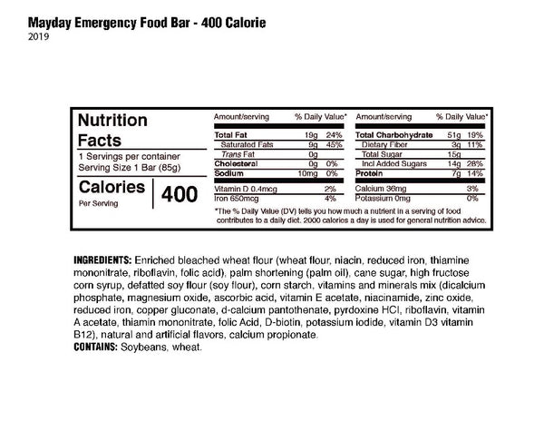 Mayday Mini Meal Emergency Food Bar 400 Cal (110/Case)| PEGlala.com