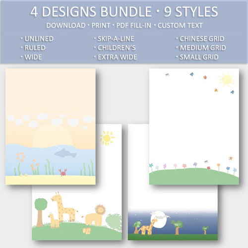 (Digital) Printable Stationery Paper Bundle - Paradise| PEGlala.com